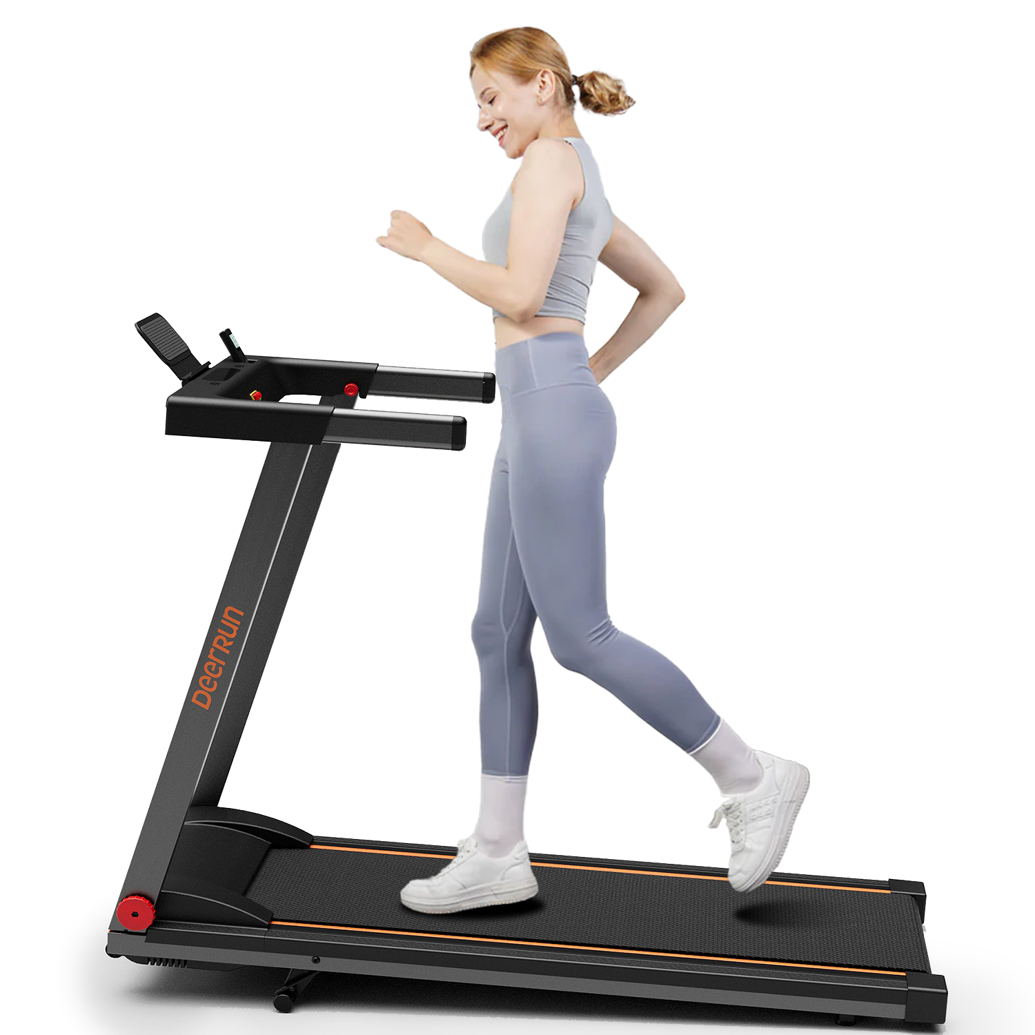 DeerRun A1 Folding Smart Treadmill with 6% Incline Black - Support Blu